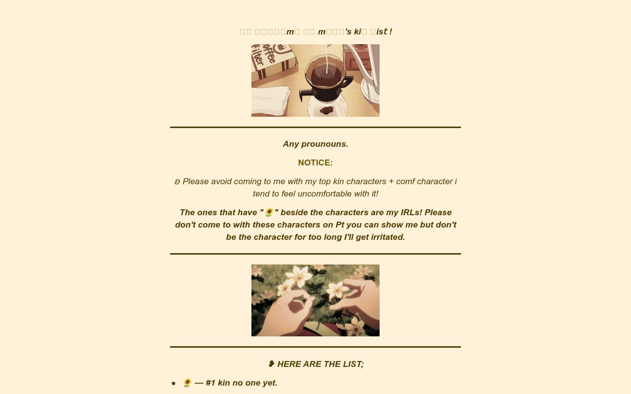 ᥫ᭡ — Maca's Kinlist!